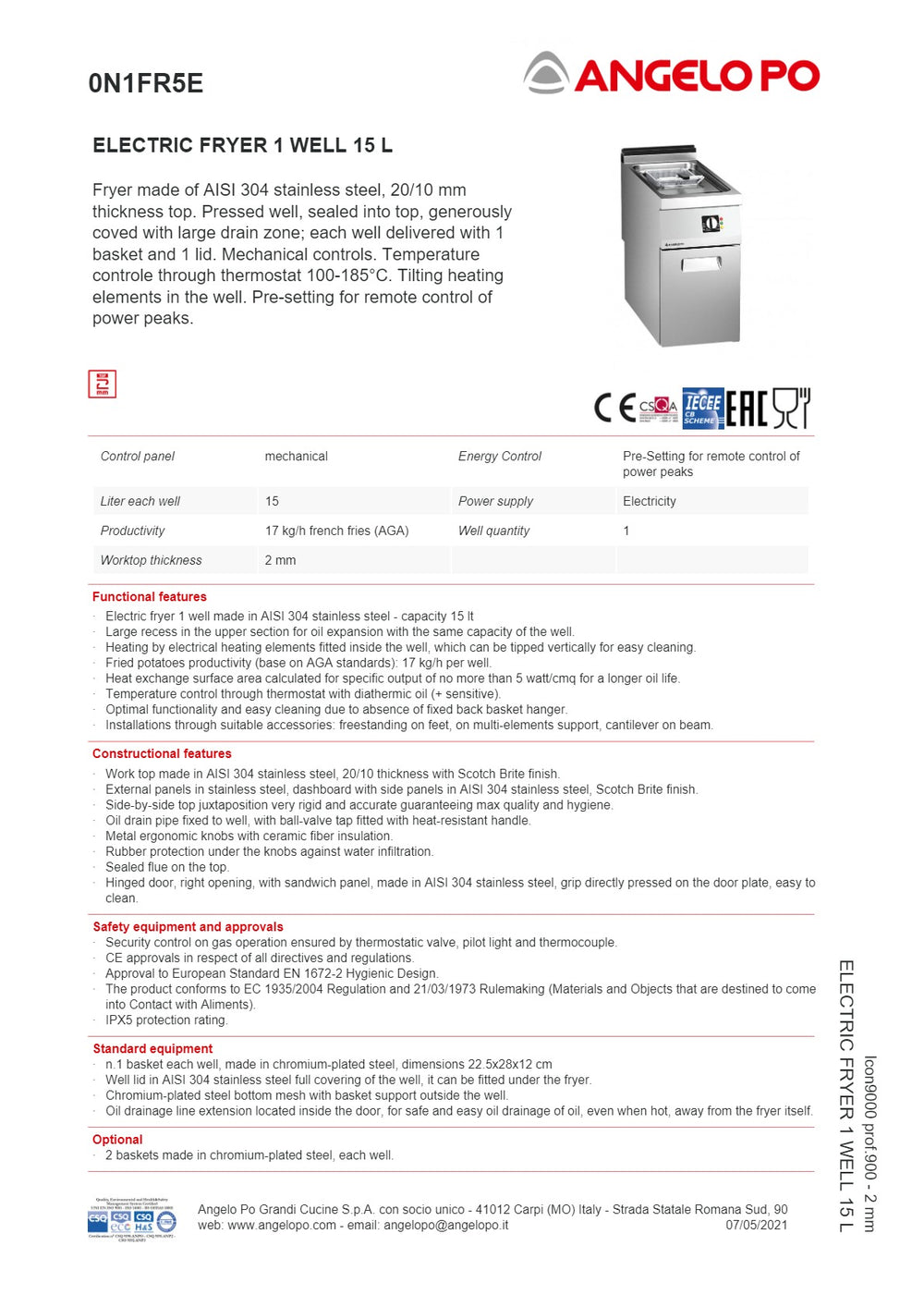 Angelo Po Icon9000 0N1FR5E - Fryer | SilverChef