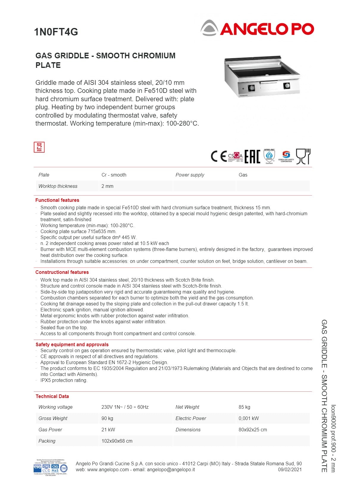 Angelo Po Icon9000 1N0FT4G - Griddle | SilverChef