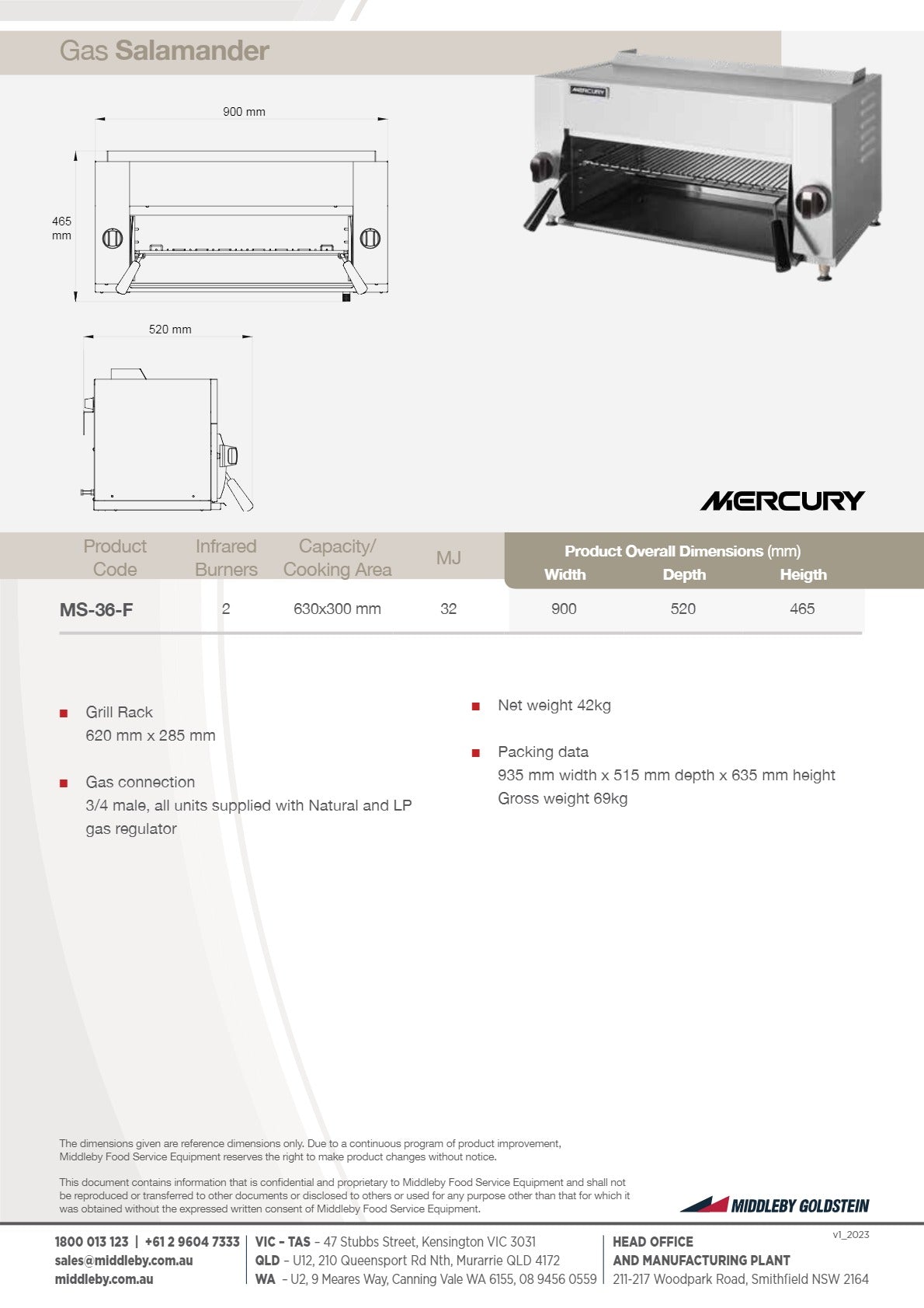 Mercury MS-36-F - Salamander | SilverChef