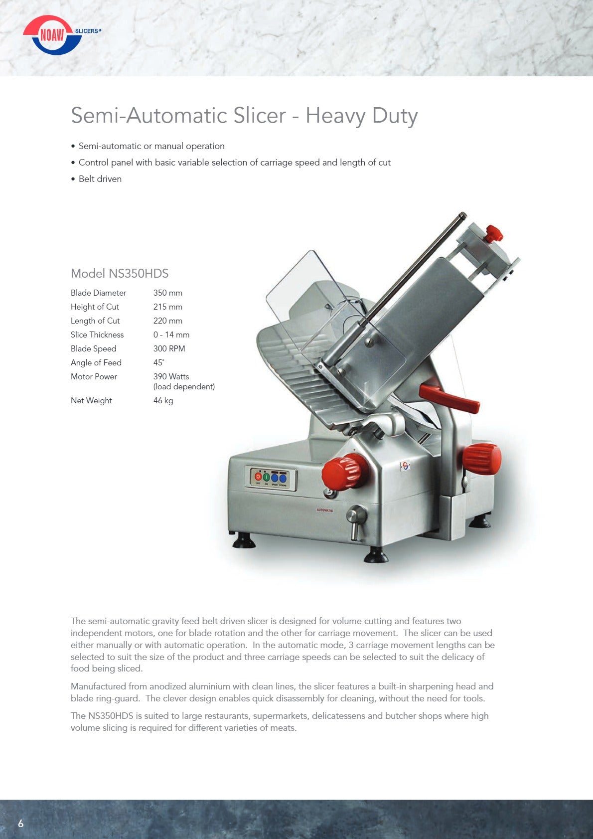 Noaw NS350HDS - Semi-Automatic Slicer | SilverChef
