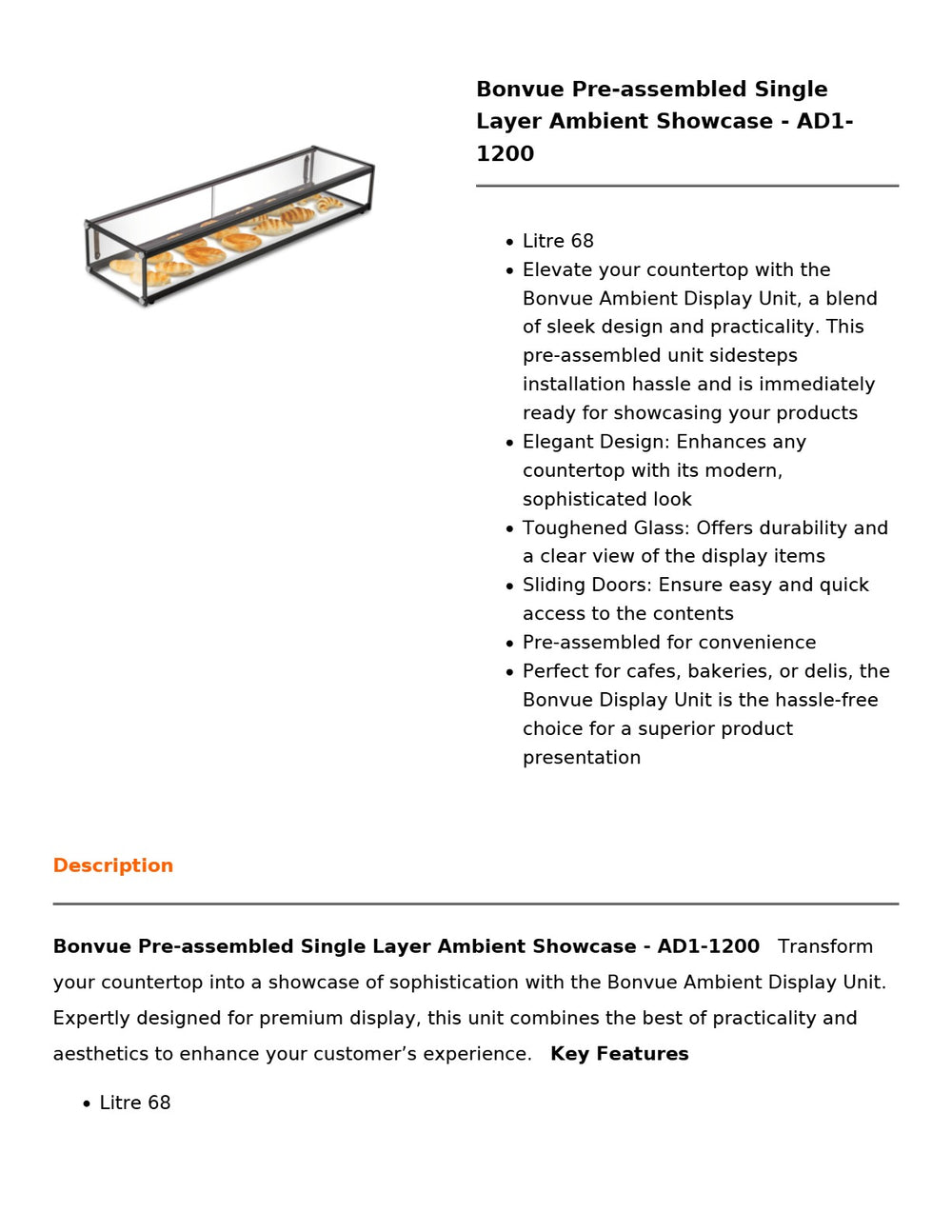 Bonvue AD1-1200 - Ambient Display | SilverChef