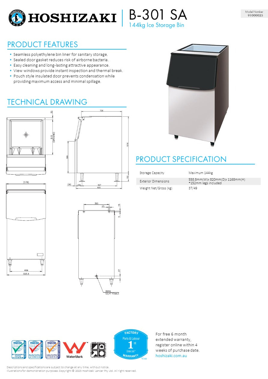 Hoshizaki B-301SA - Ice Storage Bin | SilverChef