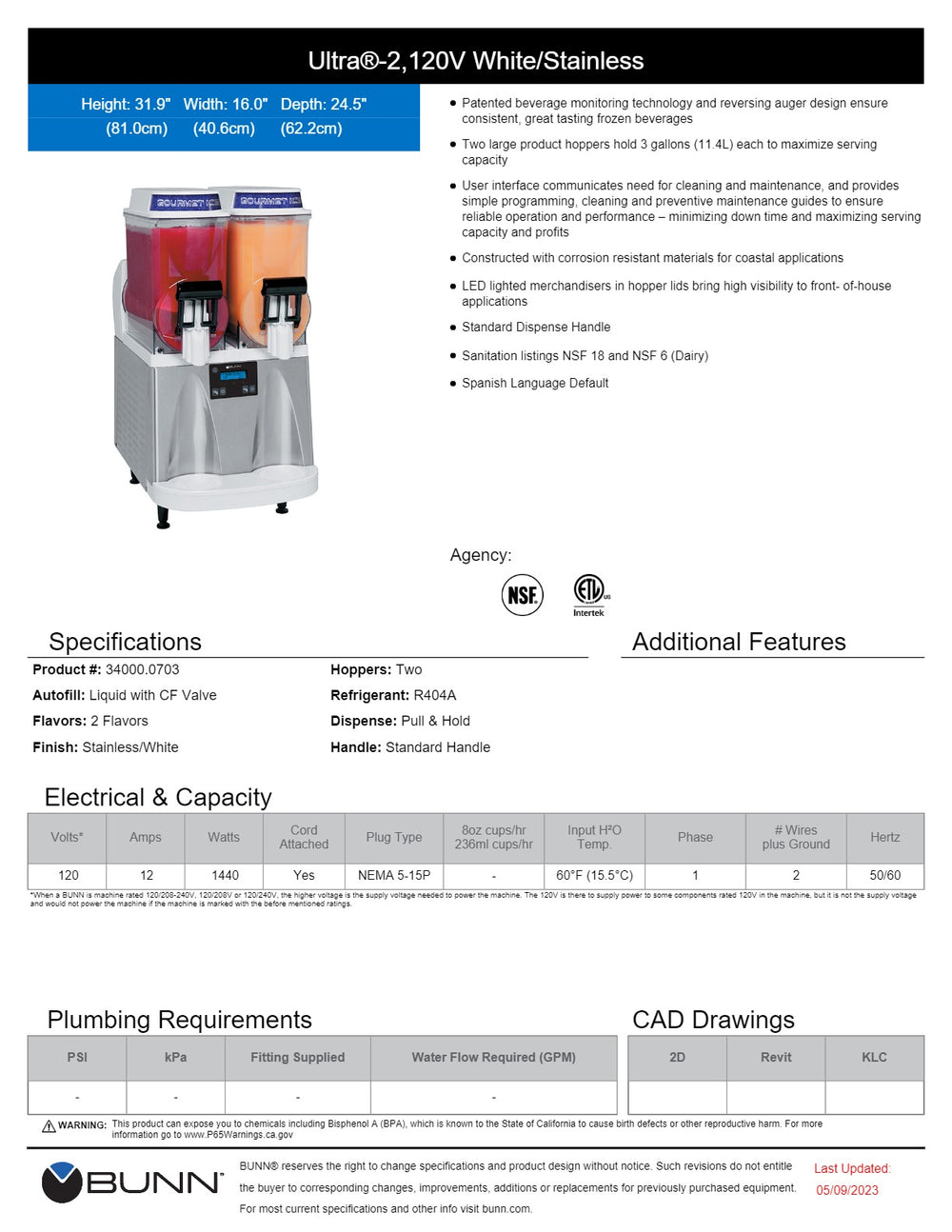 BUNN ULTRA 2 White - Slushie Machine | SilverChef