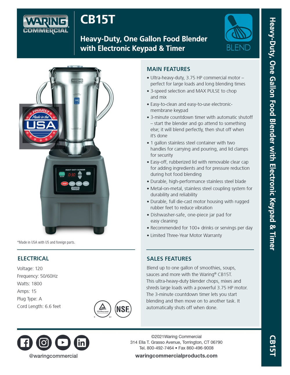 Waring CB15T - Blender | SilverChef