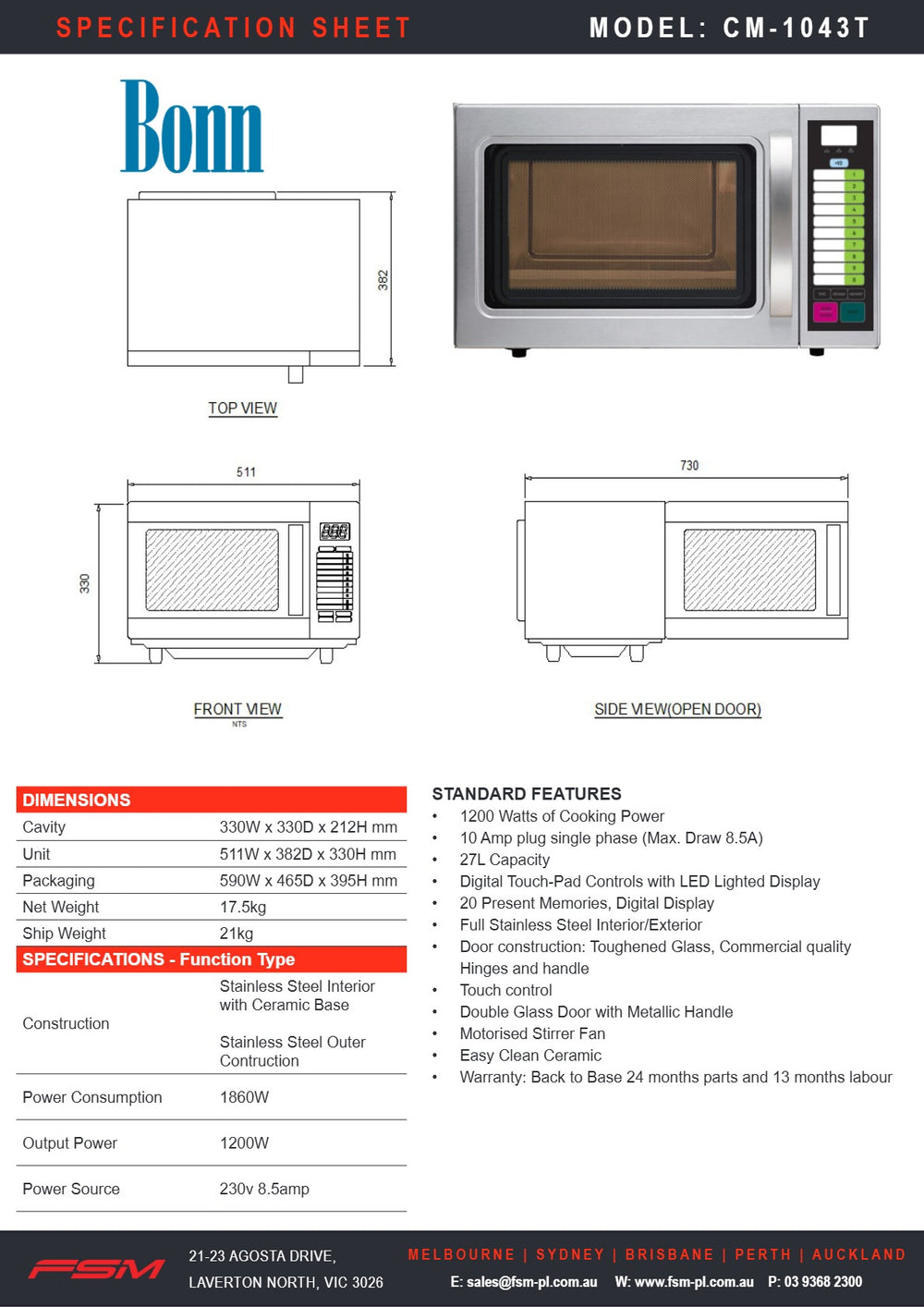 Bonn CM-1043T - Microwave | SilverChef