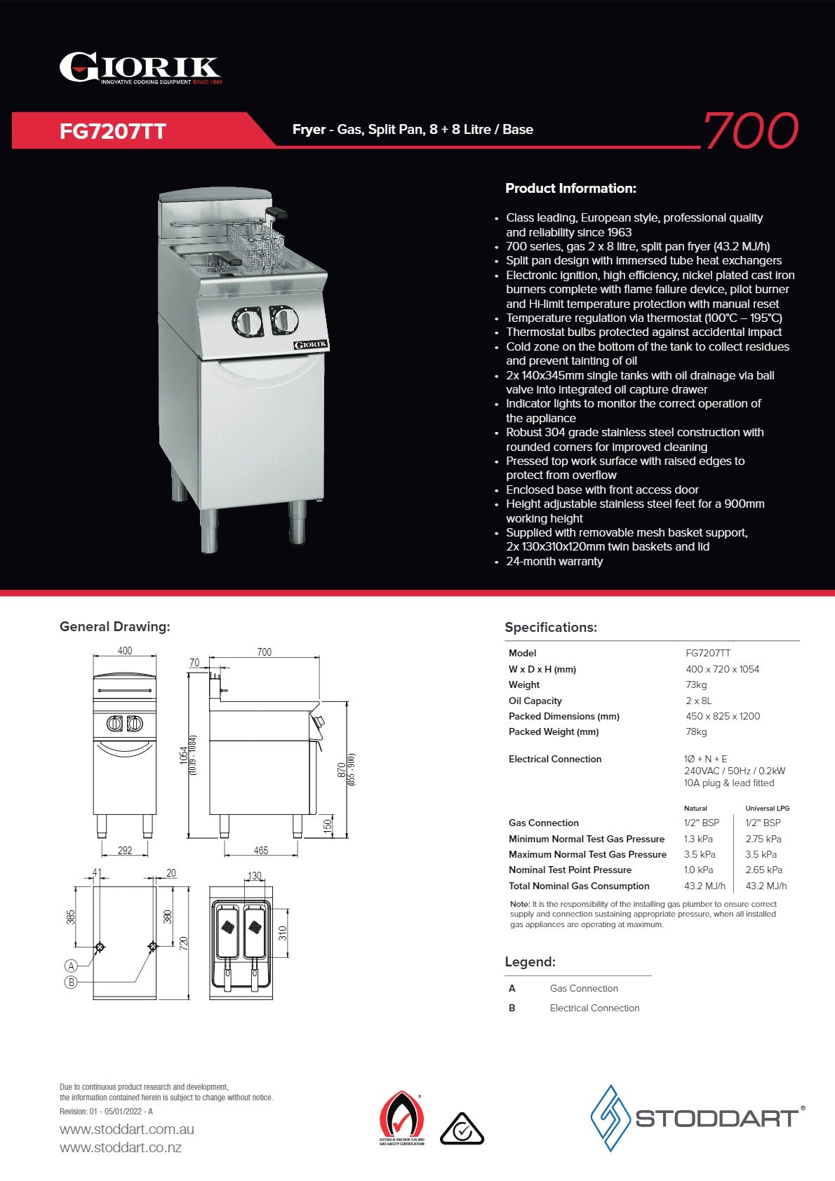 Giorik FG7207TT - Split Pan Fryer | SilverChef