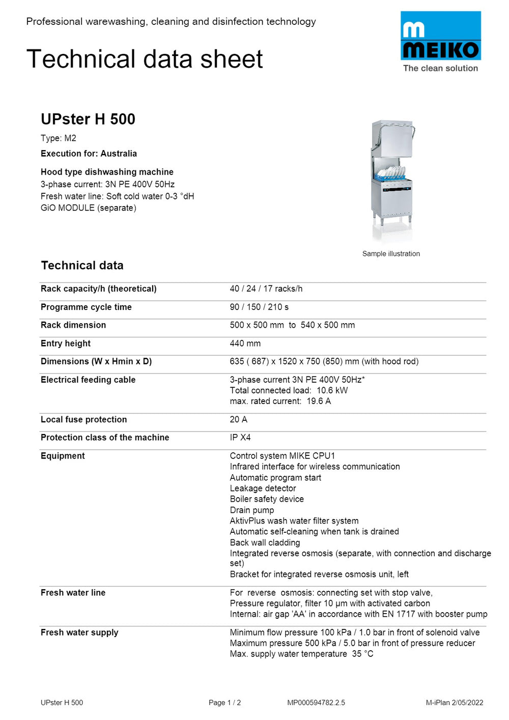 Meiko UPster H 500 M2 GiO - Hood Dishwasher | SilverChef