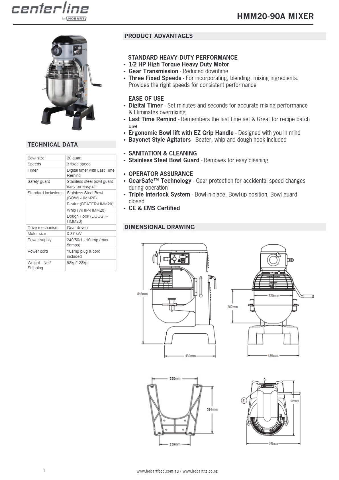 Hobart Centerline HMM20 - Planetary Mixer | SilverChef