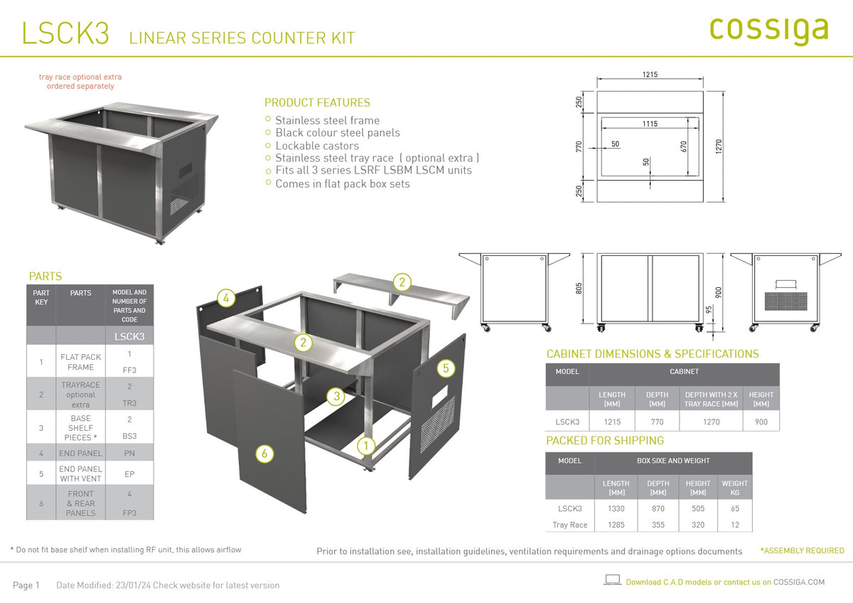 Cossiga Linear Series LSCK3 - Ambient Counter Kit | SilverChef