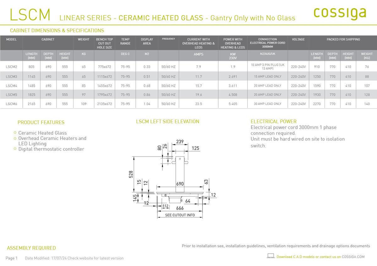Cossiga Linear Series LSCM5 - Ceramic Hotplate | SilverChef