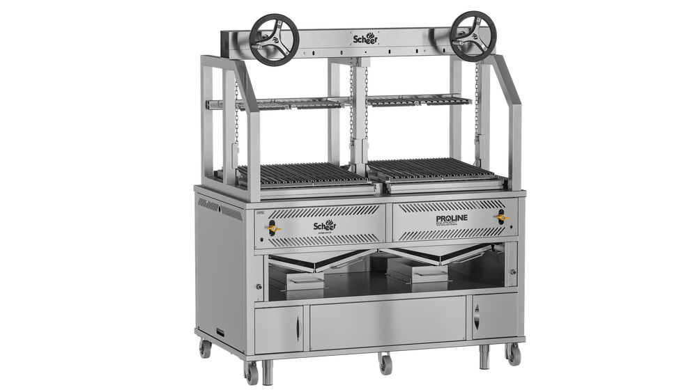 Scheer Proline LV675A - 1200mm Gas Lava Rock Twin Wheel Lift Grill ...