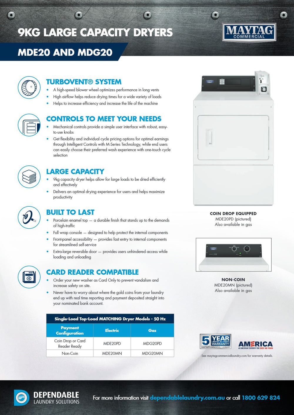 Maytag Commercial MDE20MN - Electric Dryer | SilverChef