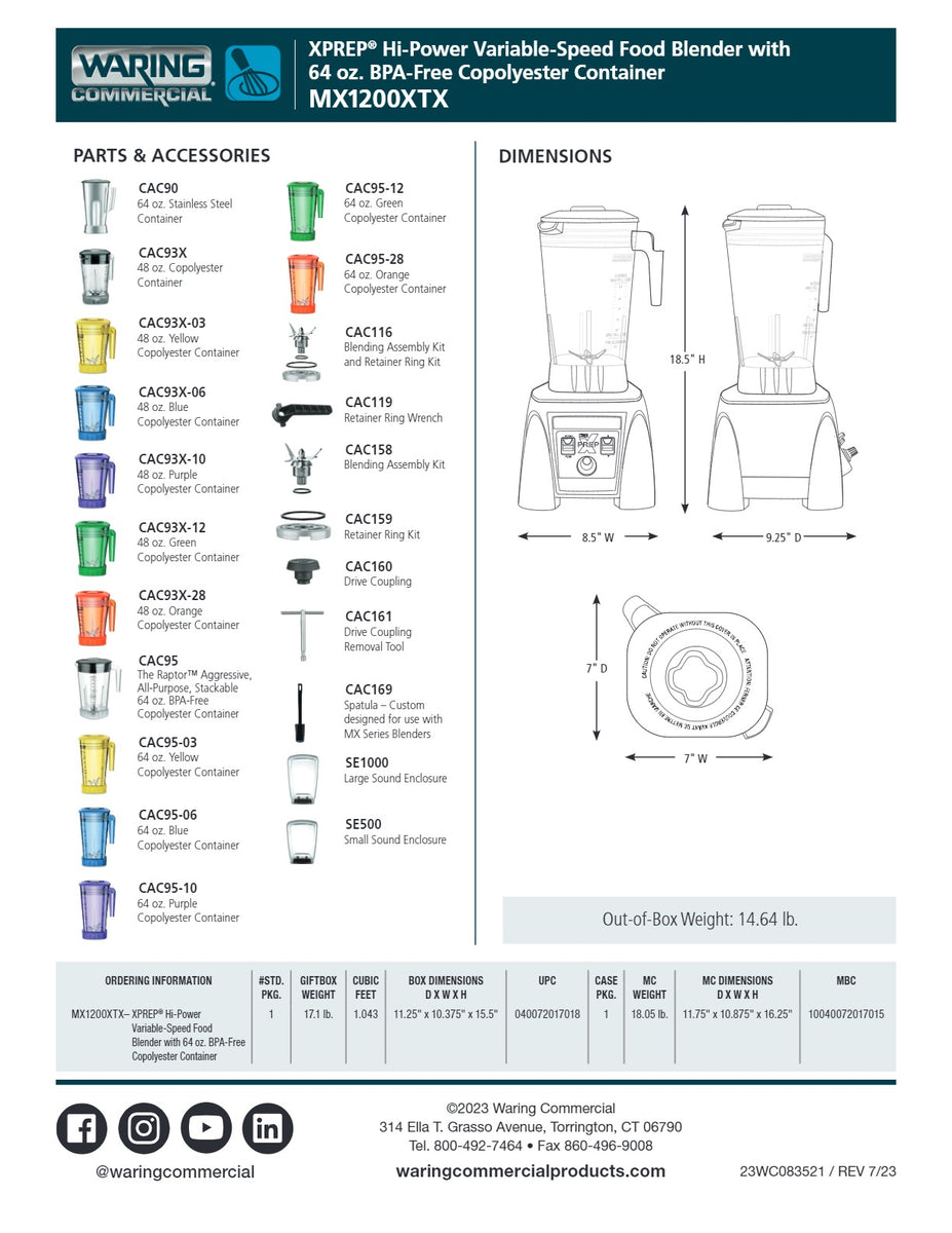 Waring XPREP MX1200XTXEE - Blender | SilverChef