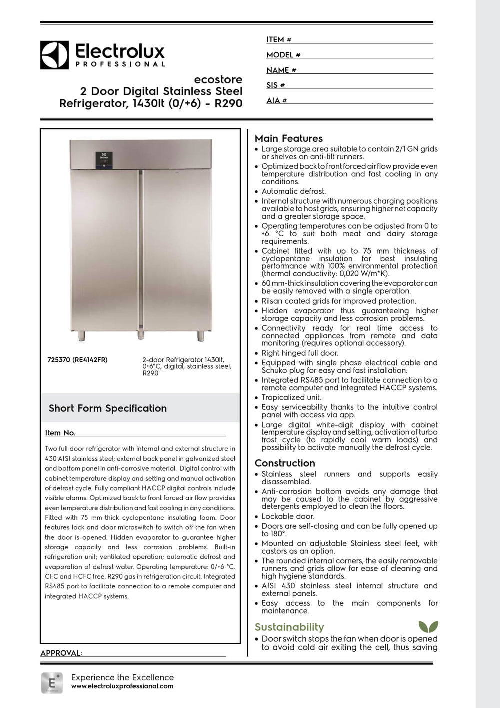 Electrolux Professional ecostore RE4142FR - Two Door Upright Refrigera ...