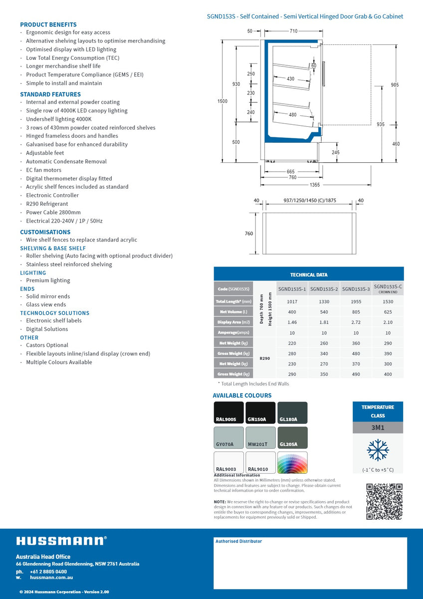 Hussmann SGND153S - Swing Door Semi-Vertical Display Chiller | SilverChef