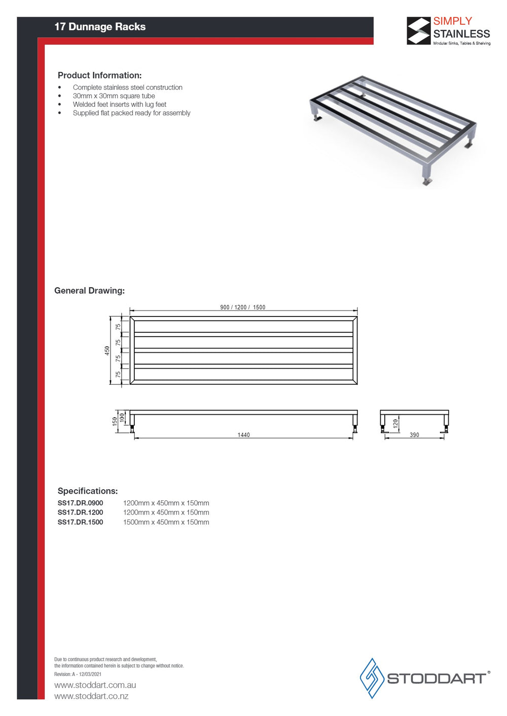 Simply Stainless SS17.DR.1500 - Dunnage Rack | SilverChef