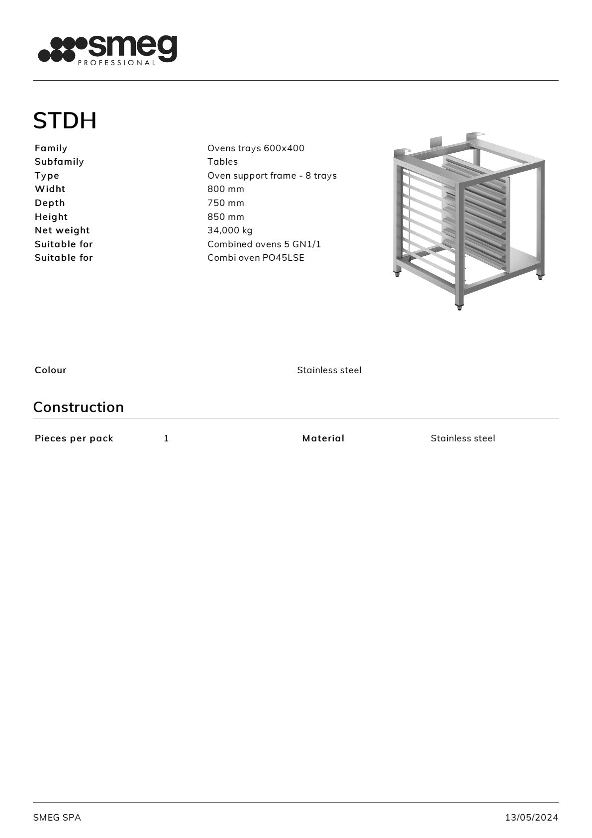 Smeg Professional Galileo STDH - Oven Stand | SilverChef