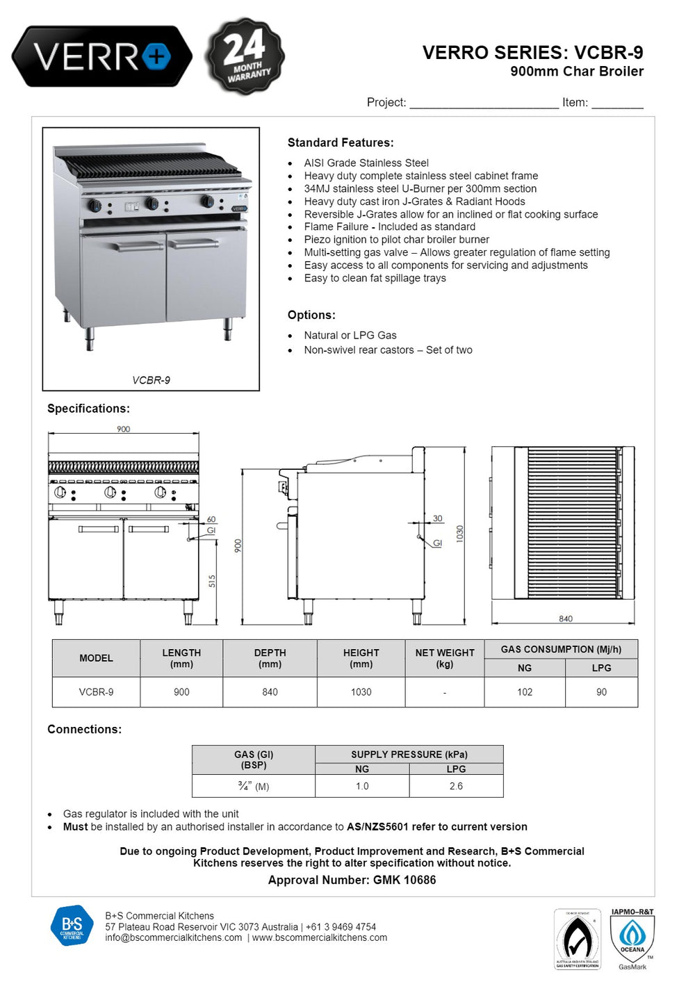 B+S Verro VCBR-9 - Char Grill | SilverChef
