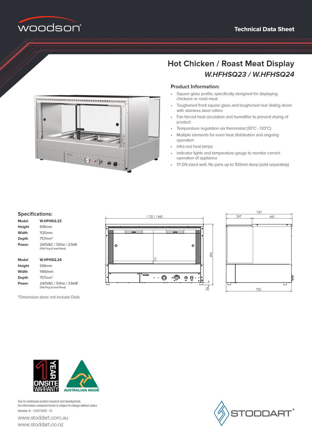 Woodson W.HFHSQ24 - Heated Square Glass Chicken Display | SilverChef