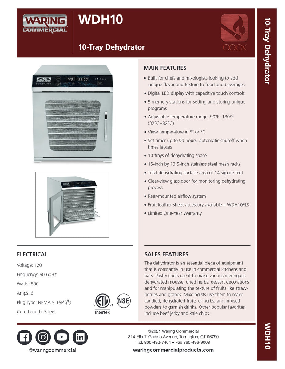 Waring WDH10 - 10 Tray Dehydrator | SilverChef
