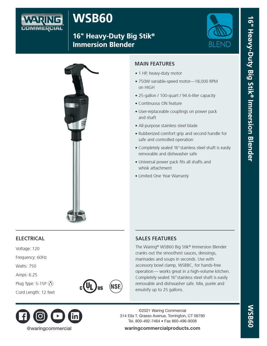 Waring Big Stik WSB60CE - Stick Blender | SilverChef