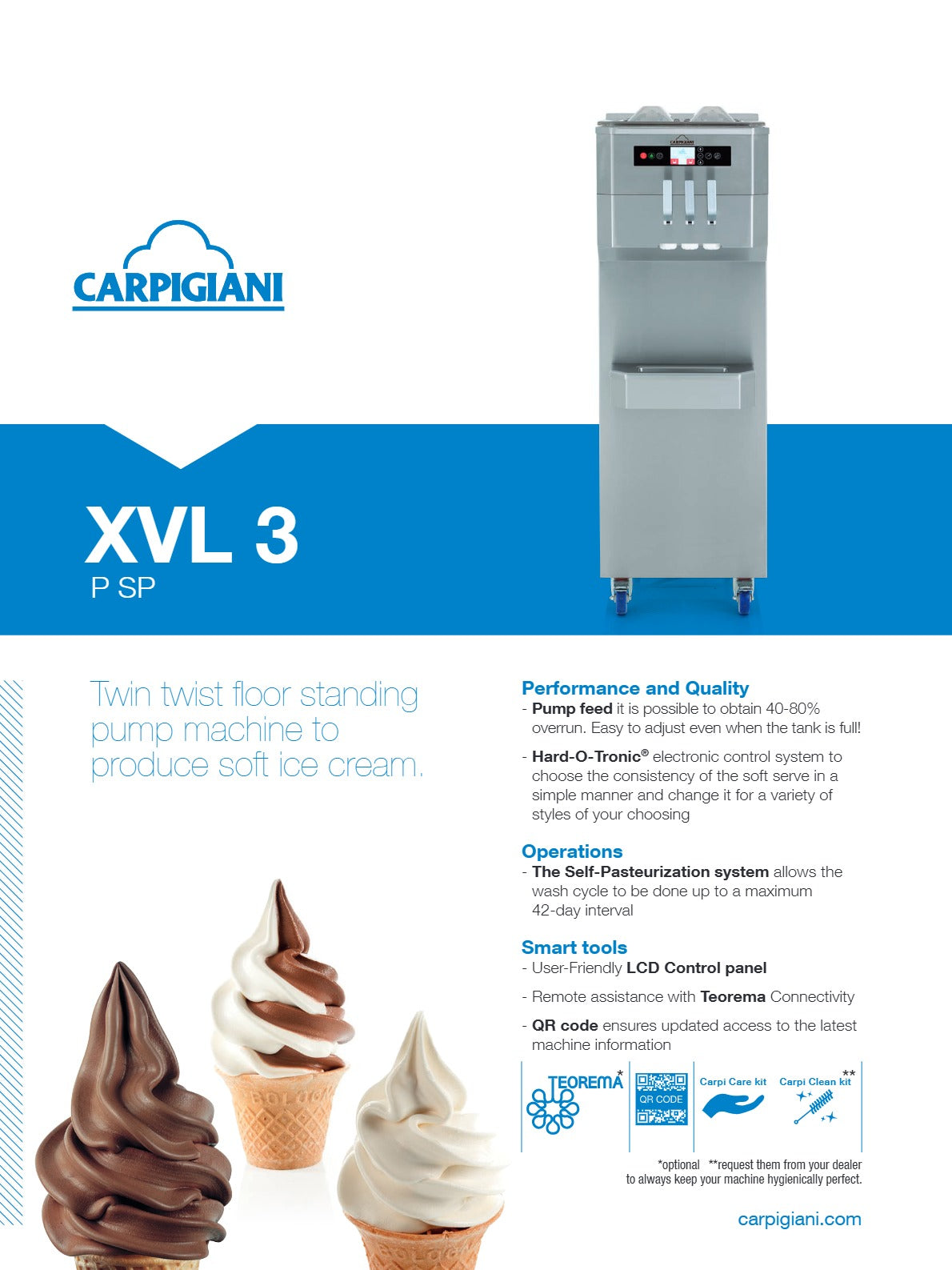 Carpigiani XVL 3 P SP - Floor Standing Twin-Twist Soft Serve & Acai Ma ...