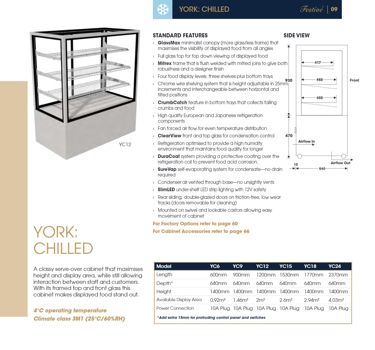 Festive York Chilled 1530 3 Shelves + Base - Cold Food Display | SilverChef