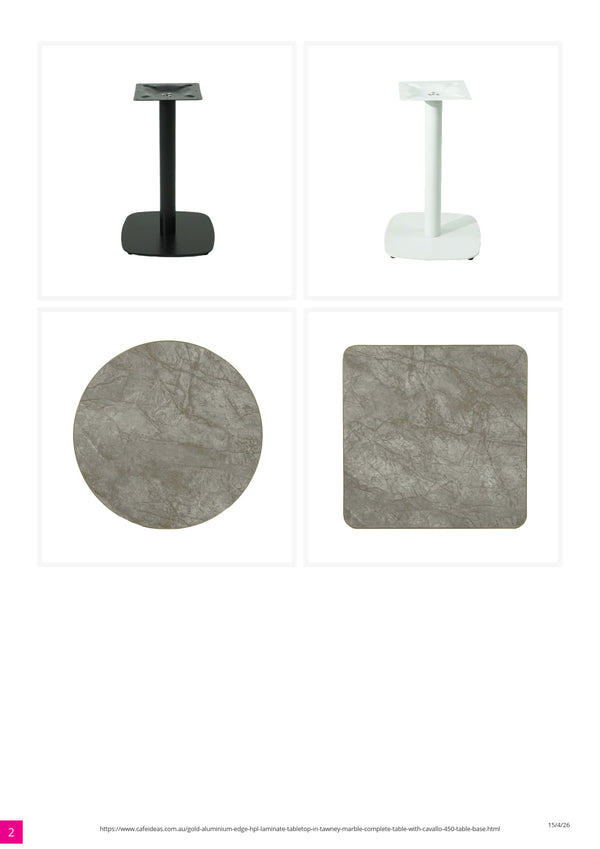 Gold Aluminium Edge HPL Laminate Tabletop in Tawny Marble Complete Tab ...
